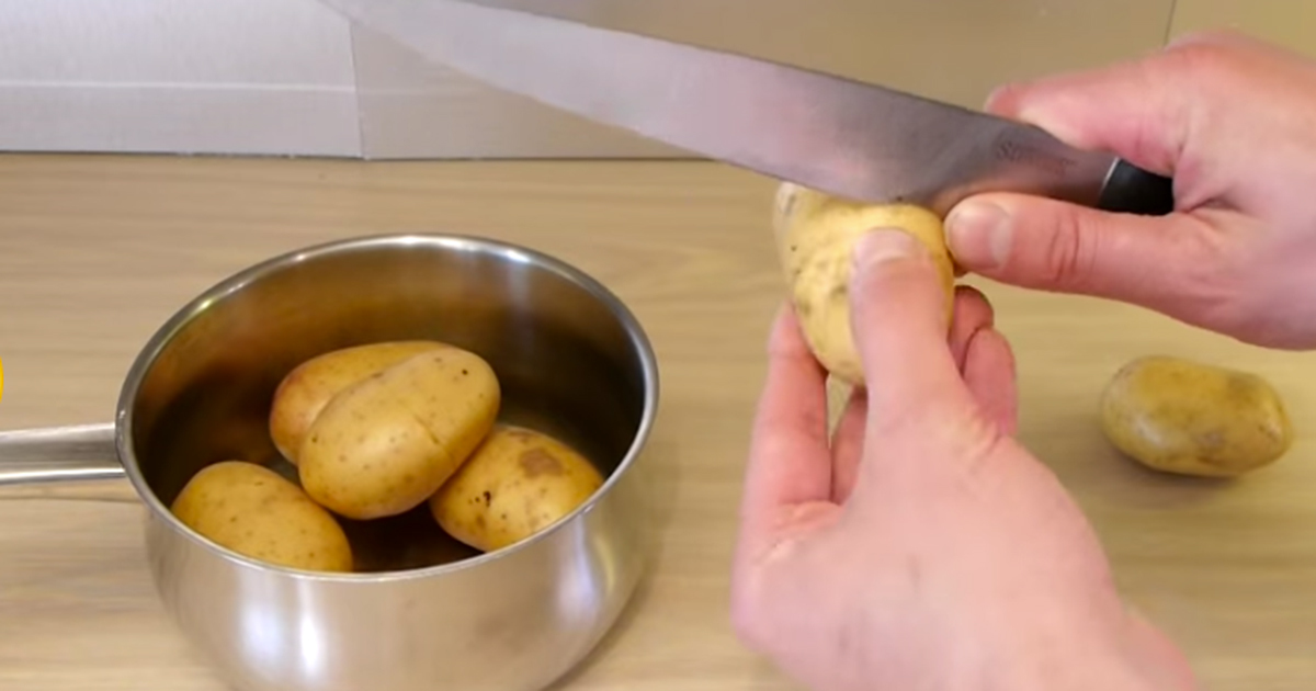 He Starts By Cutting In The Potato. Minutes Later… What A Super Trick!