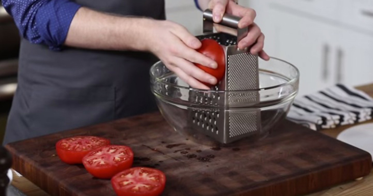 He Rubs Tomato Halves On The Grater. Minutes Later? I Can’t Wait To Try ...