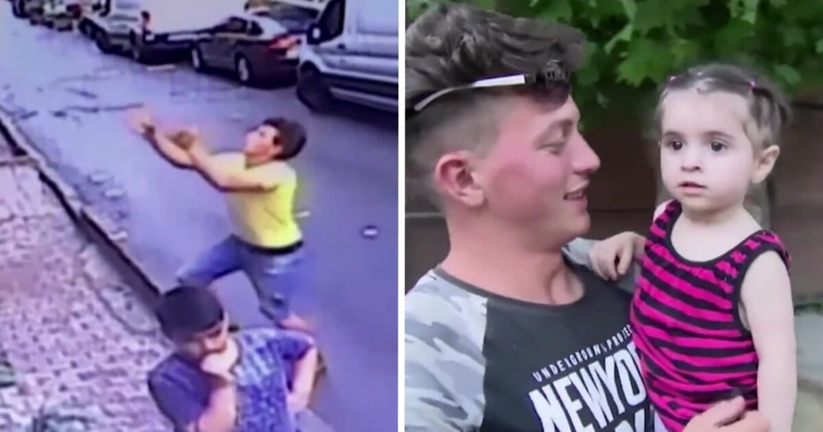 Security camera catches moment teen catches baby falling from apartment