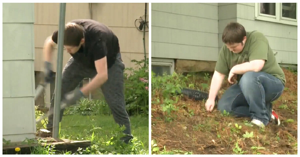 Students earn school credit by doing yard work for neighbors in need