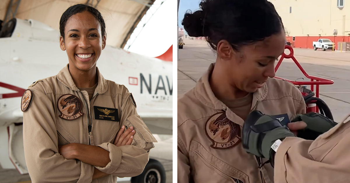 US Navy's first black female tactical jet pilot awarded her Wings of Gold