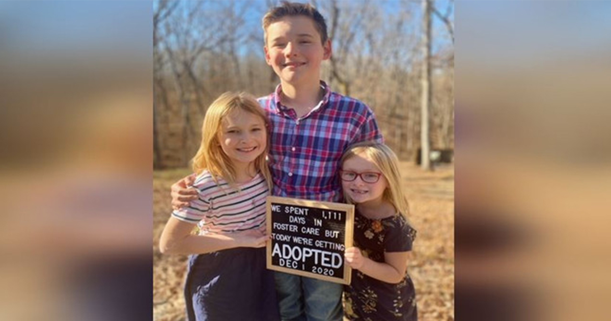 Three siblings adopted into forever family after 1,111 days in foster care