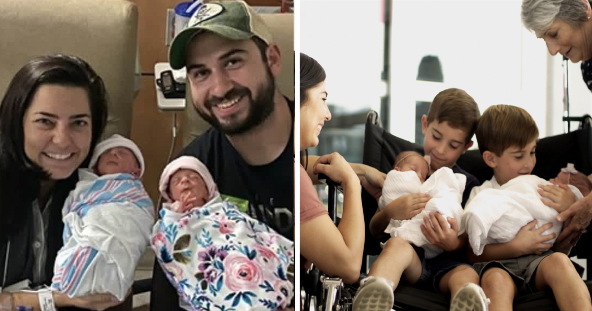 Couple welcomes identical twin girls 6 years after having twin boys